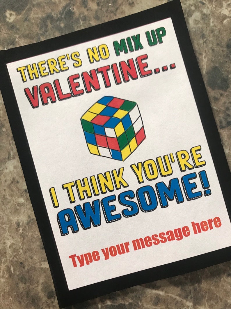 Printable DIGITAL Valentine Cube Mix up Tag Card Game Puzzle 80s Retro ...