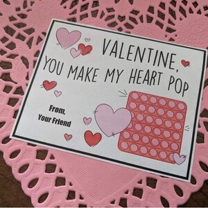 Printable Valentine Card Tag EDITABLE Pop It Fidget Sensory Toy Heart ...