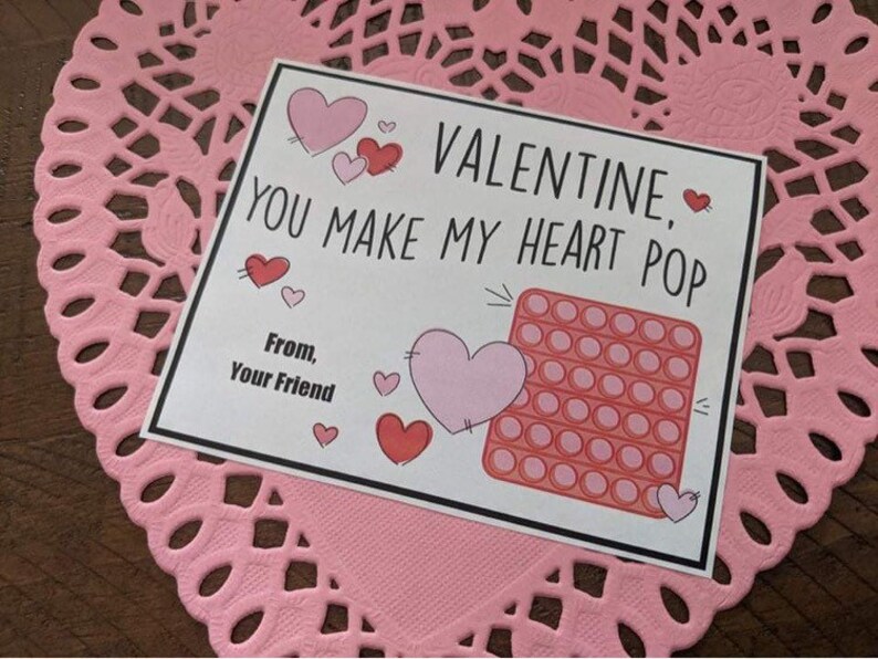 Printable Valentine Card Tag EDITABLE Pop It Fidget Sensory Toy Heart ...