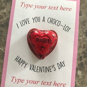 Printable DIGITAL Chocolate Valentine Tag Card Choco Lot Candy Heart ...