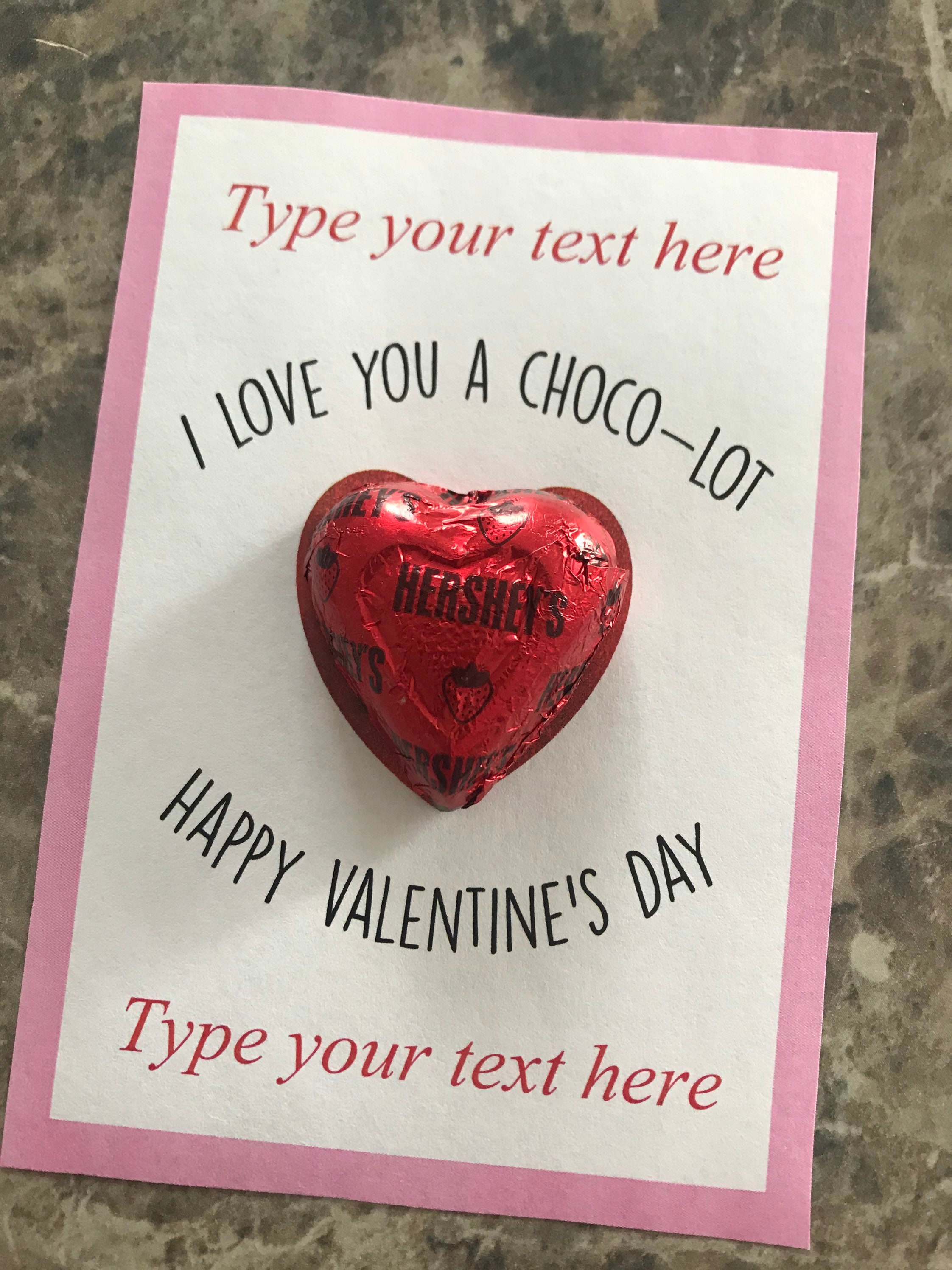 Printable DIGITAL Chocolate Valentine Tag Card Choco Lot Candy Heart ...