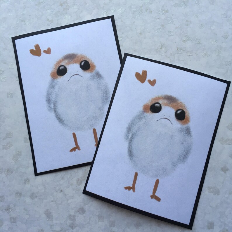DIGITAL Star Wars Porg Last Jedi Creature Valentine Fan Art Valentine ...