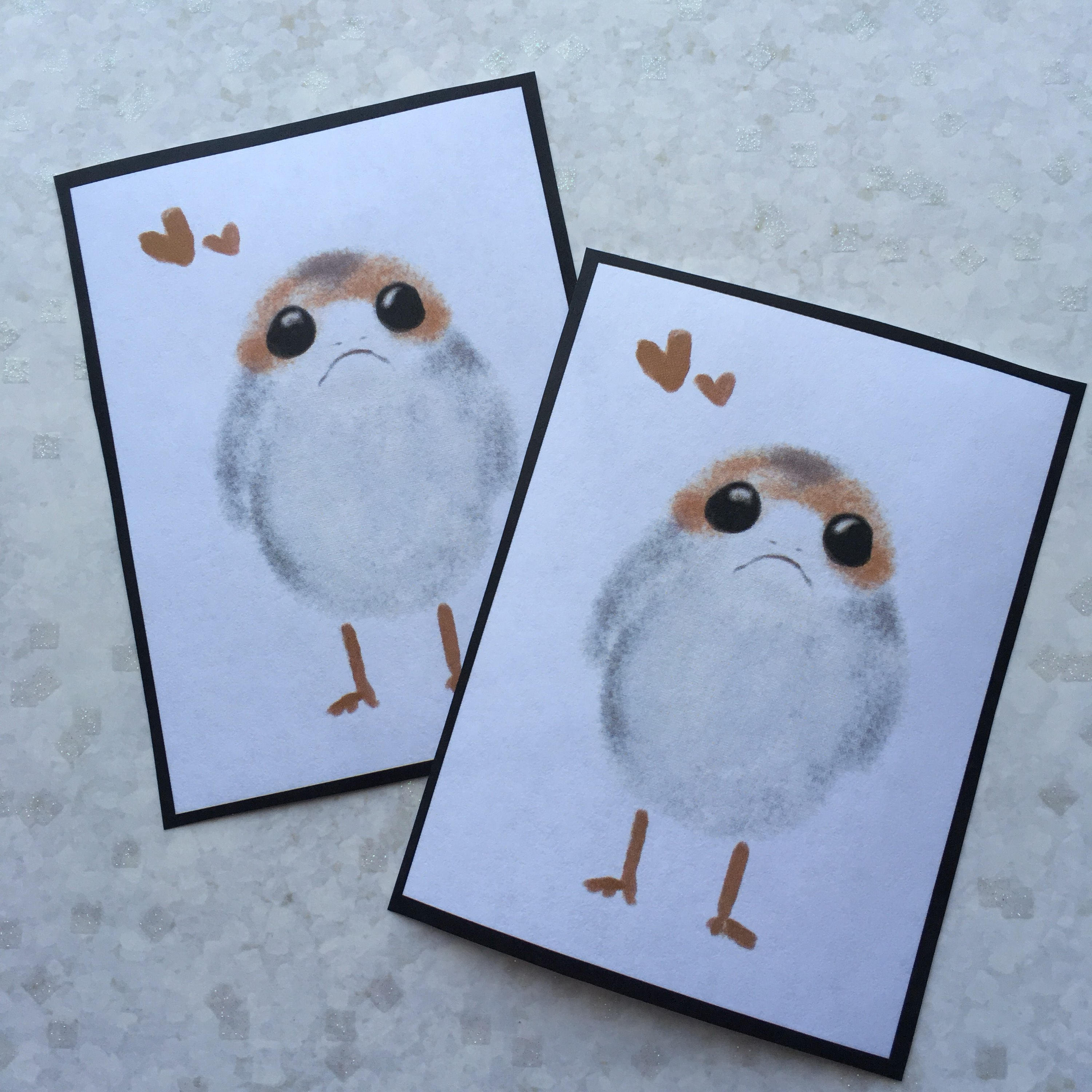 DIGITAL Star Wars Porg Last Jedi Creature Valentine Fan Art Valentine ...