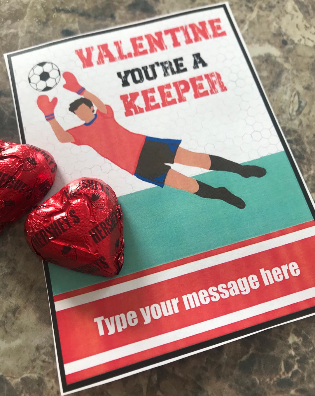 Printable DIGITAL Soccer Keeper Goalie Goal Valentine Card Love is ...