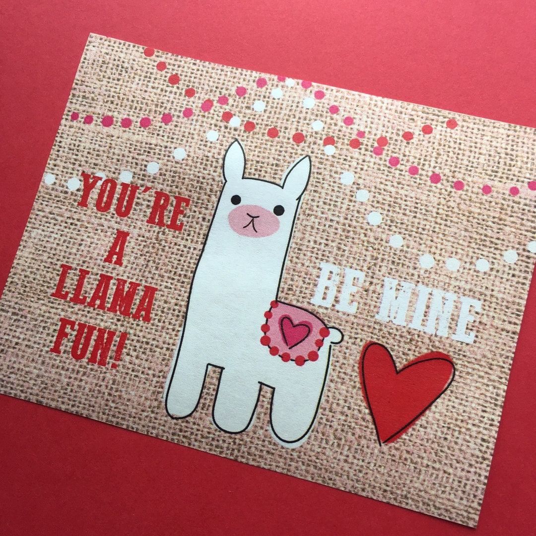Printable Digital Llama Valentine Cute Unique Card Tag Instant Download ...