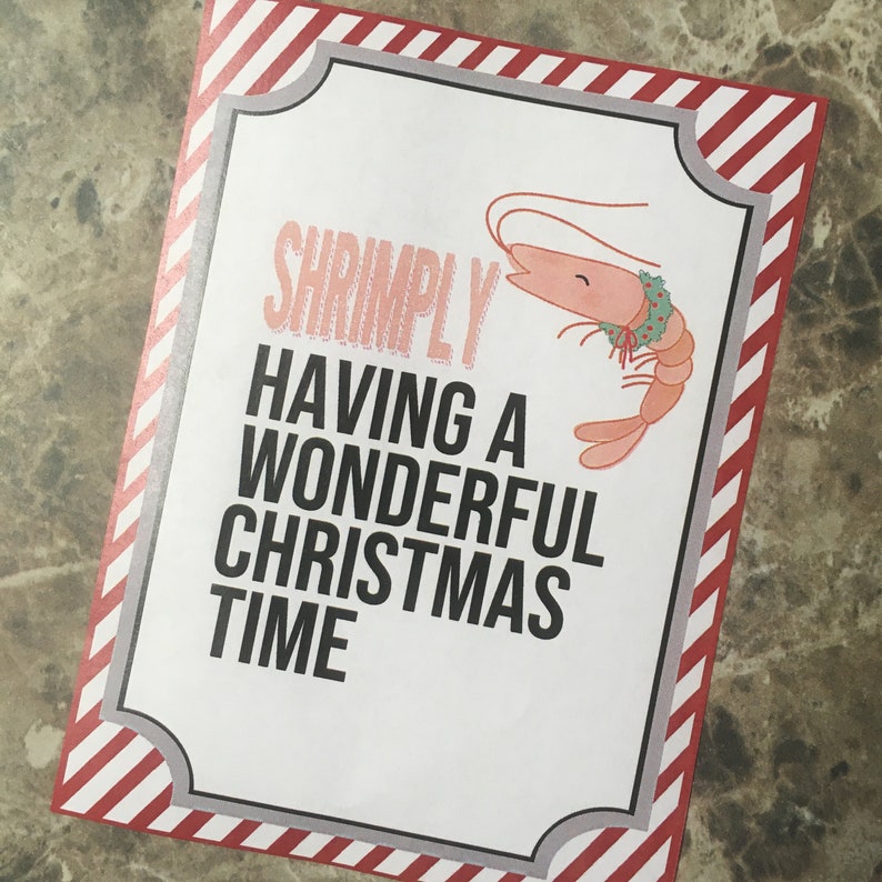 DIGITAL Funny Shrimp Christmas Holiday Gift Tag Shrimply Having a ...