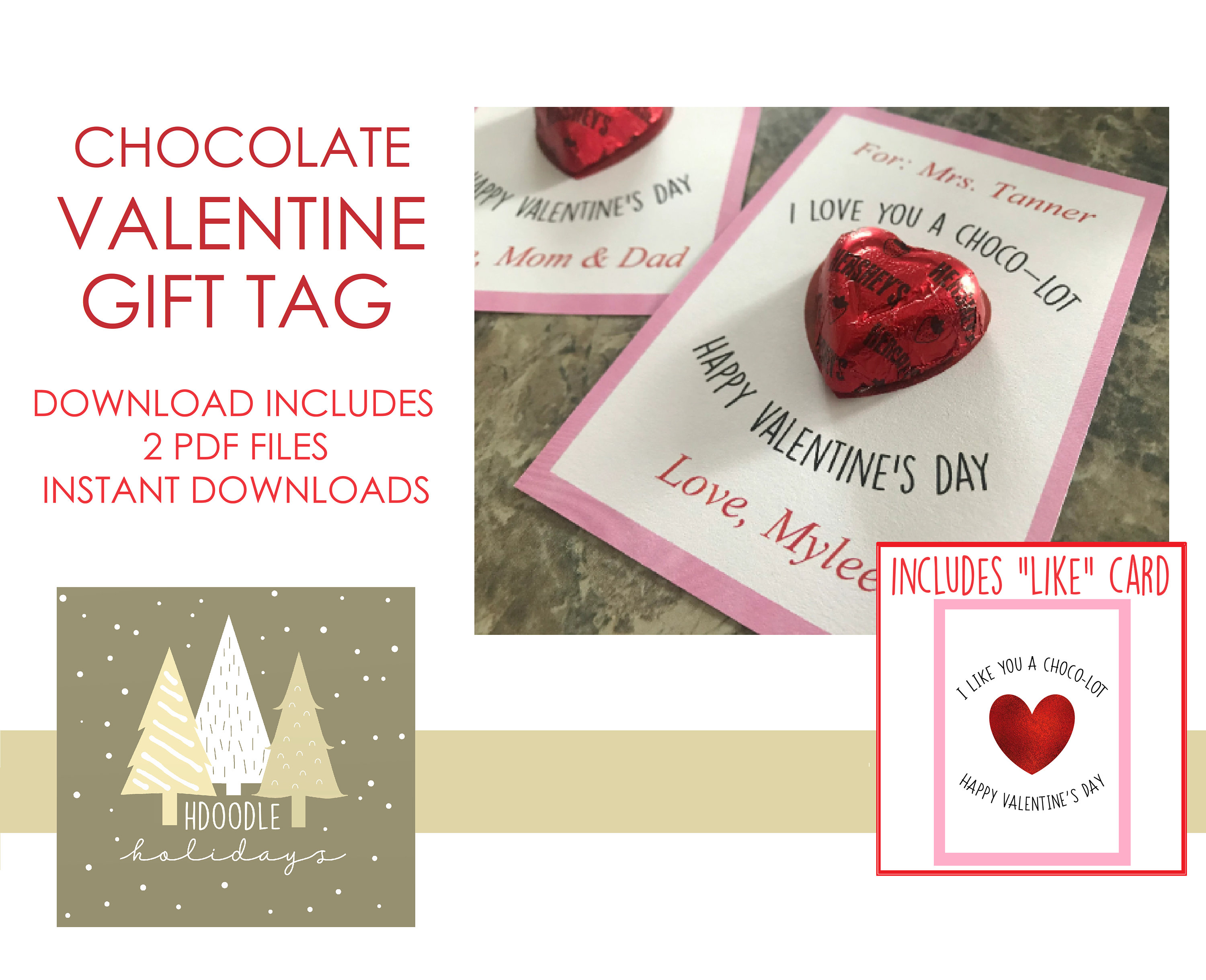 Printable DIGITAL Chocolate Valentine Tag Card Choco Lot Candy Heart ...