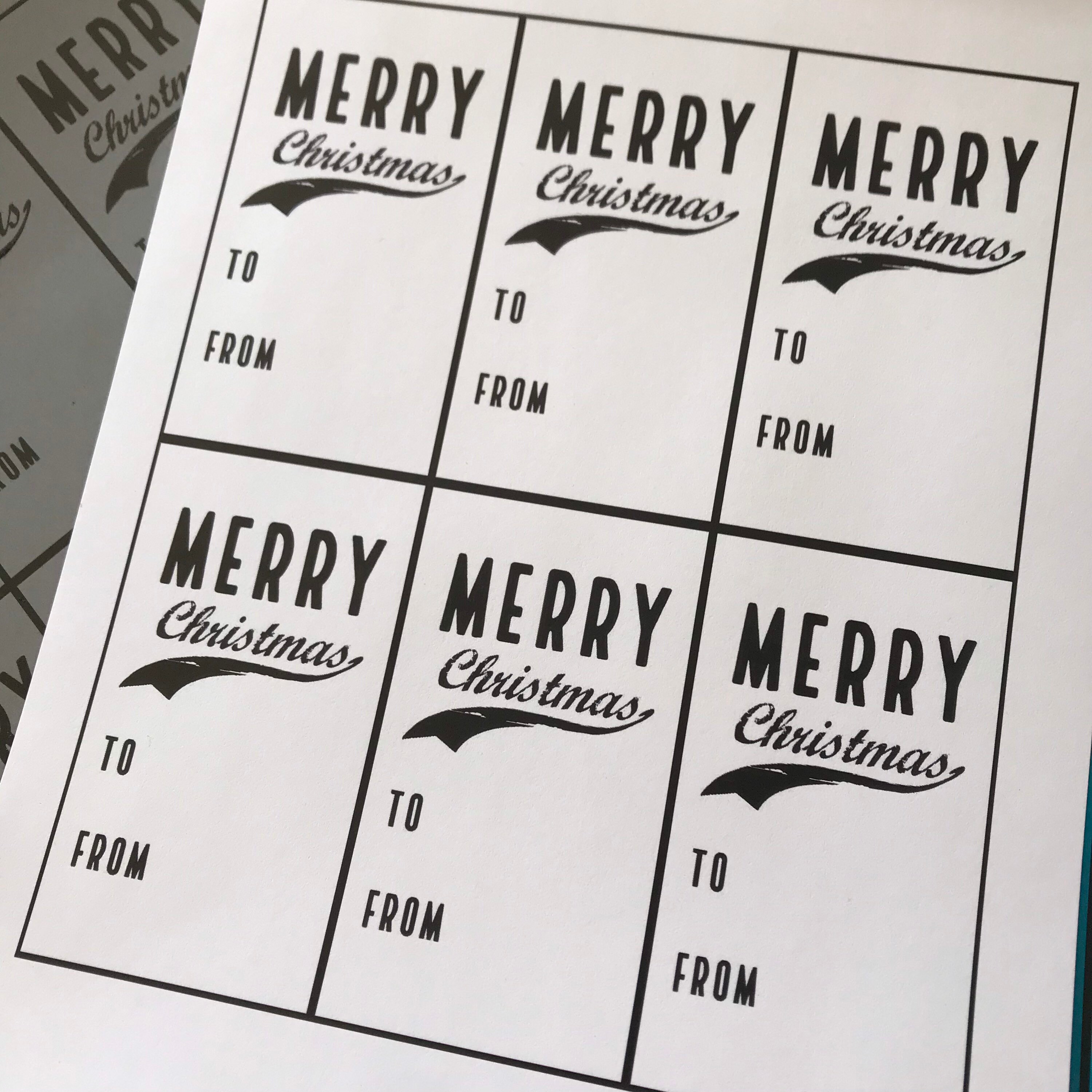 PRINTABLE Instant Download Merry Christmas Gift Tag Prints Black and ...