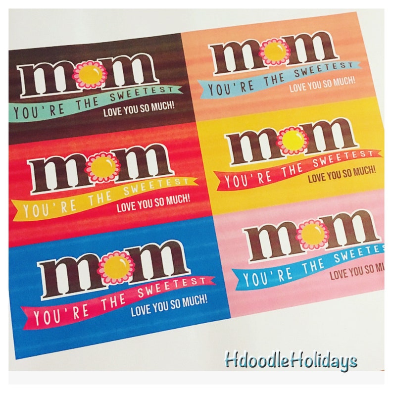 DIGITAL Mother's Day MOM Candy Tag Label Instant Download Set of 6 ...