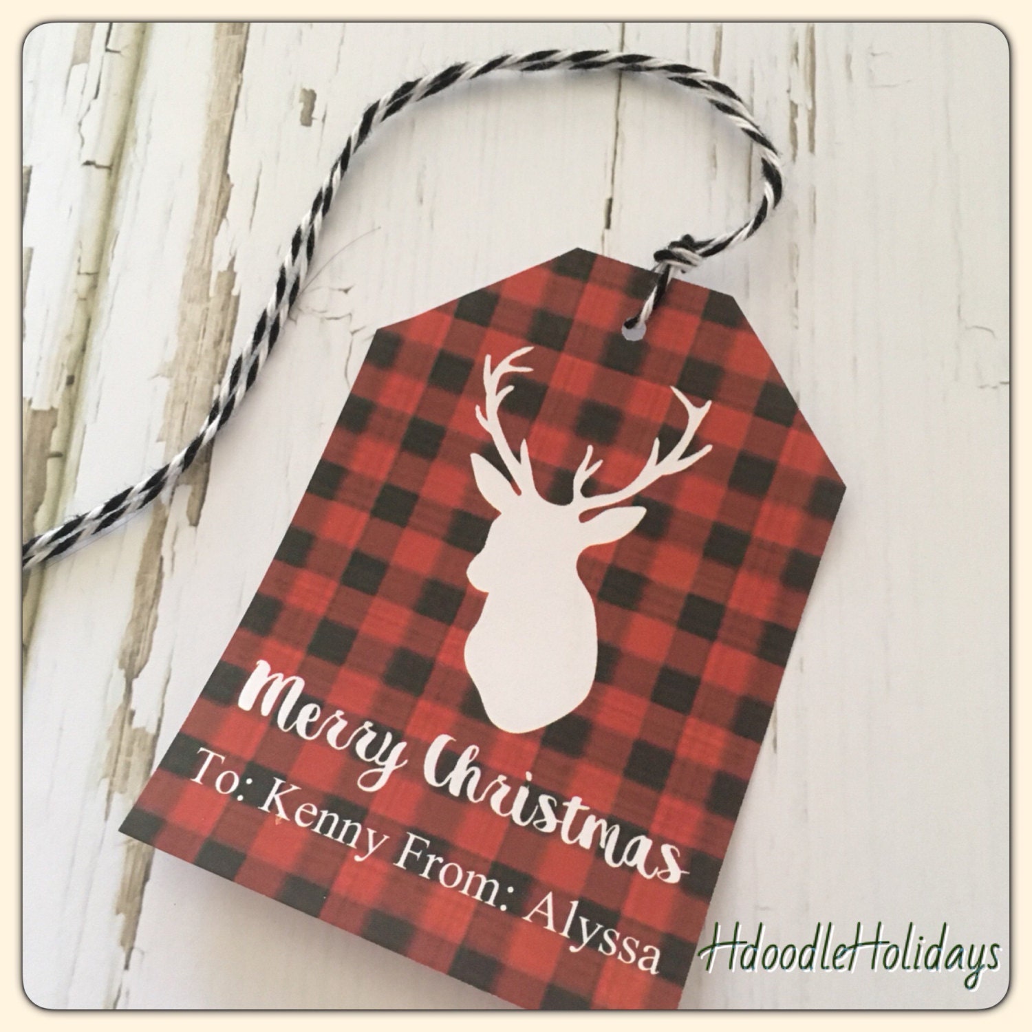 DIGITAL Diy Editable Buffalo Check Lumberjack Gift Tags Instant ...