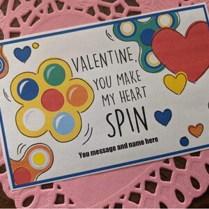 Printable Valentine Card Tag EDITABLE Pop It Fidget Spinner Sensory Toy ...