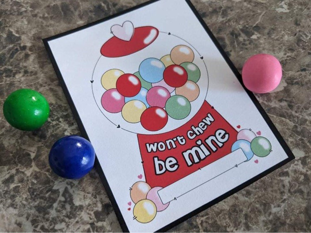 Printable DIGITAL Valentine Bubblegum Chew Gift Tag Instant Download ...