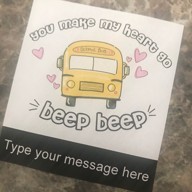 Printable DIGITAL Valentine Bus Gift Tag Instant Download Driver School ...