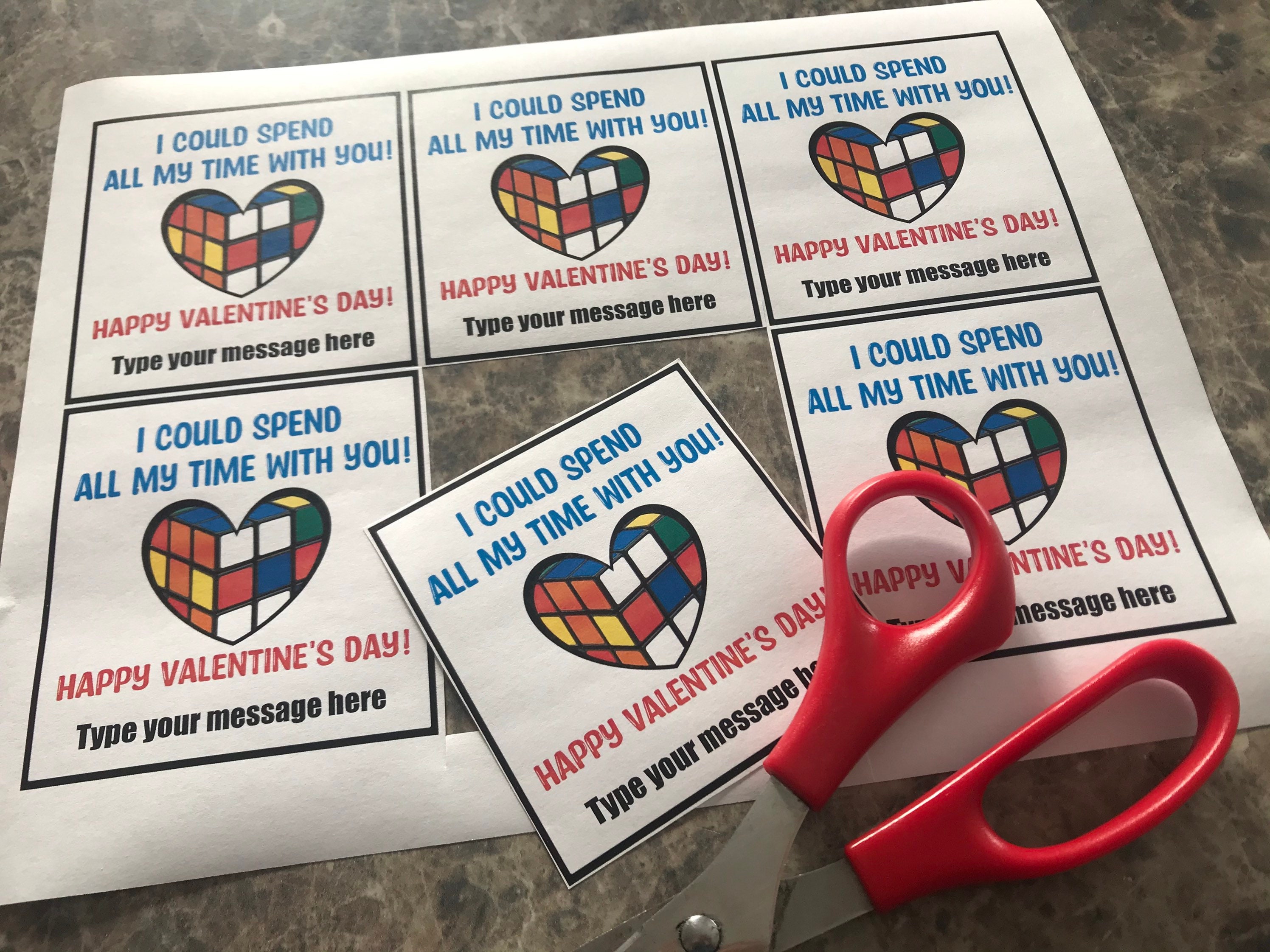 Printable DIGITAL Valentine Rubiks Cube 80s Awesome Gift Tag Instant ...
