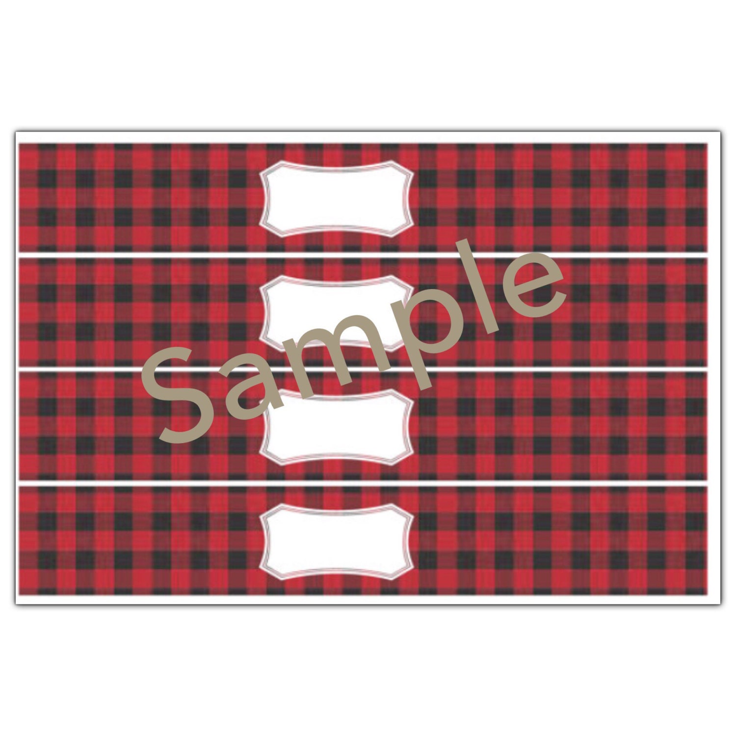 DIGITAL Buffalo Check Water Bottle Labels Editable Instant Download Pdf ...