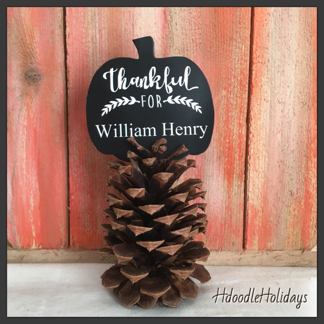 EDITABLE Chalkboard Thanksgiving Pumpkin Name Cards Instant Download ...