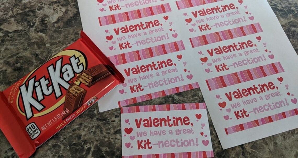 PRINTABLE Valentine Tag Kitkat Instant Download Valentines Day Friend ...