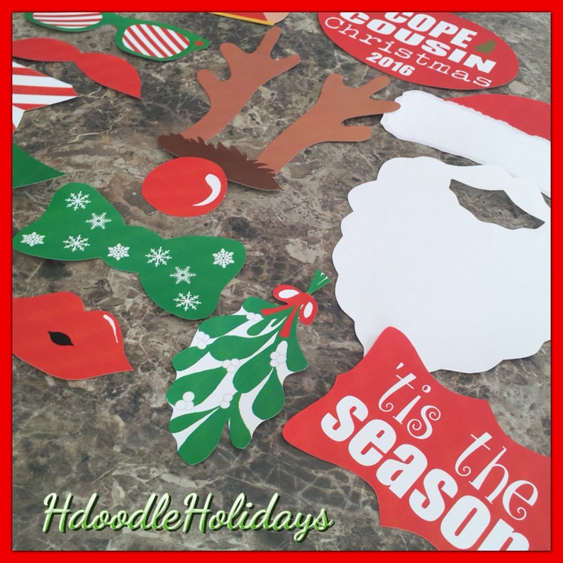 DIGITAL Christmas Photo Booth Props Holiday Santa Snowman Party Instant ...