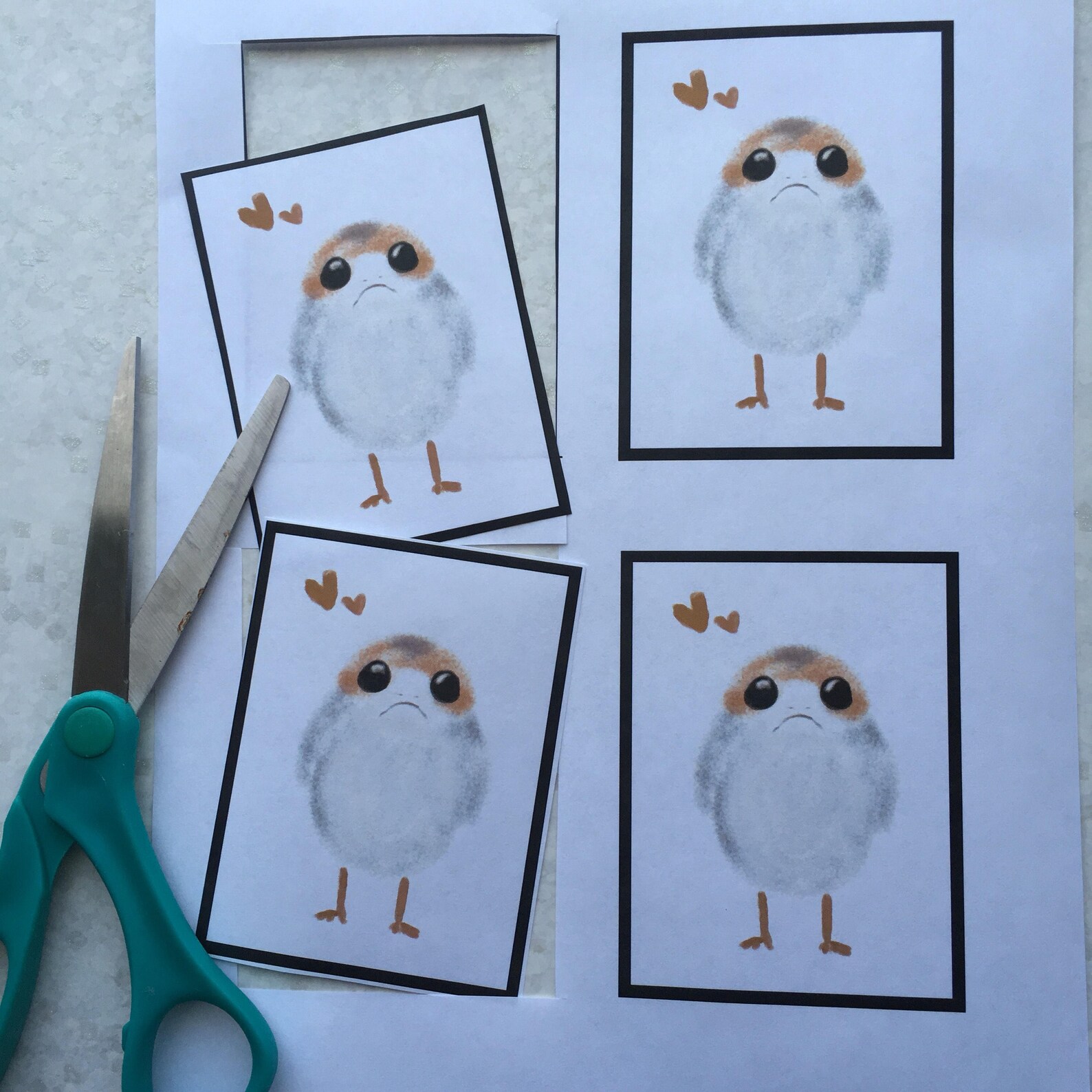 DIGITAL Star Wars Porg Last Jedi Creature Valentine Fan Art Valentine ...