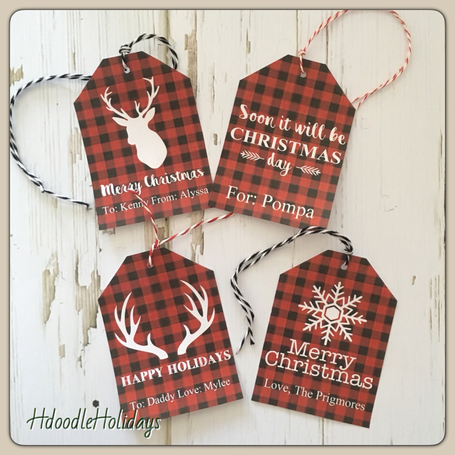 DIGITAL Diy Editable Buffalo Check Lumberjack Gift Tags Instant ...