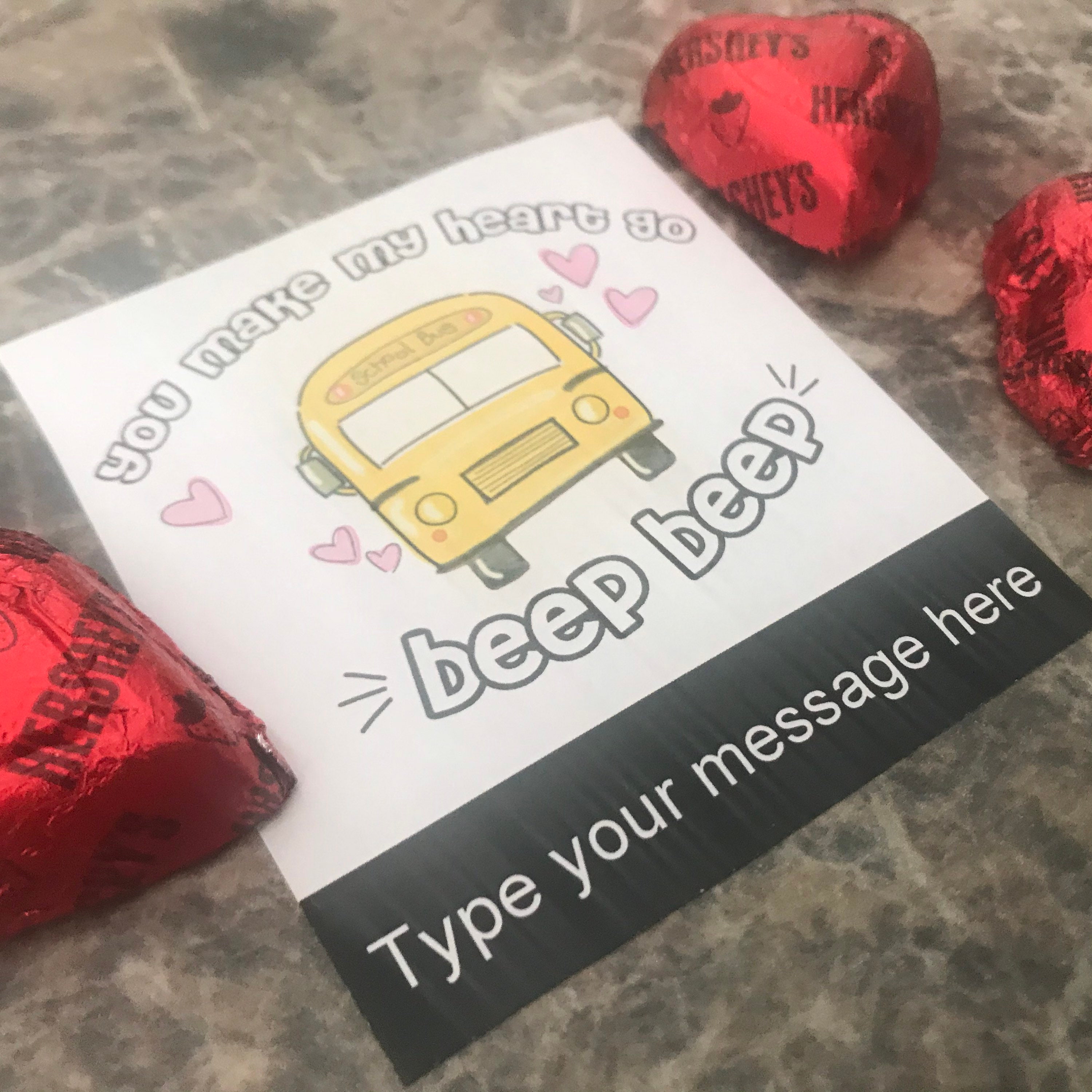 Printable DIGITAL Valentine Bus Gift Tag Instant Download Driver School ...