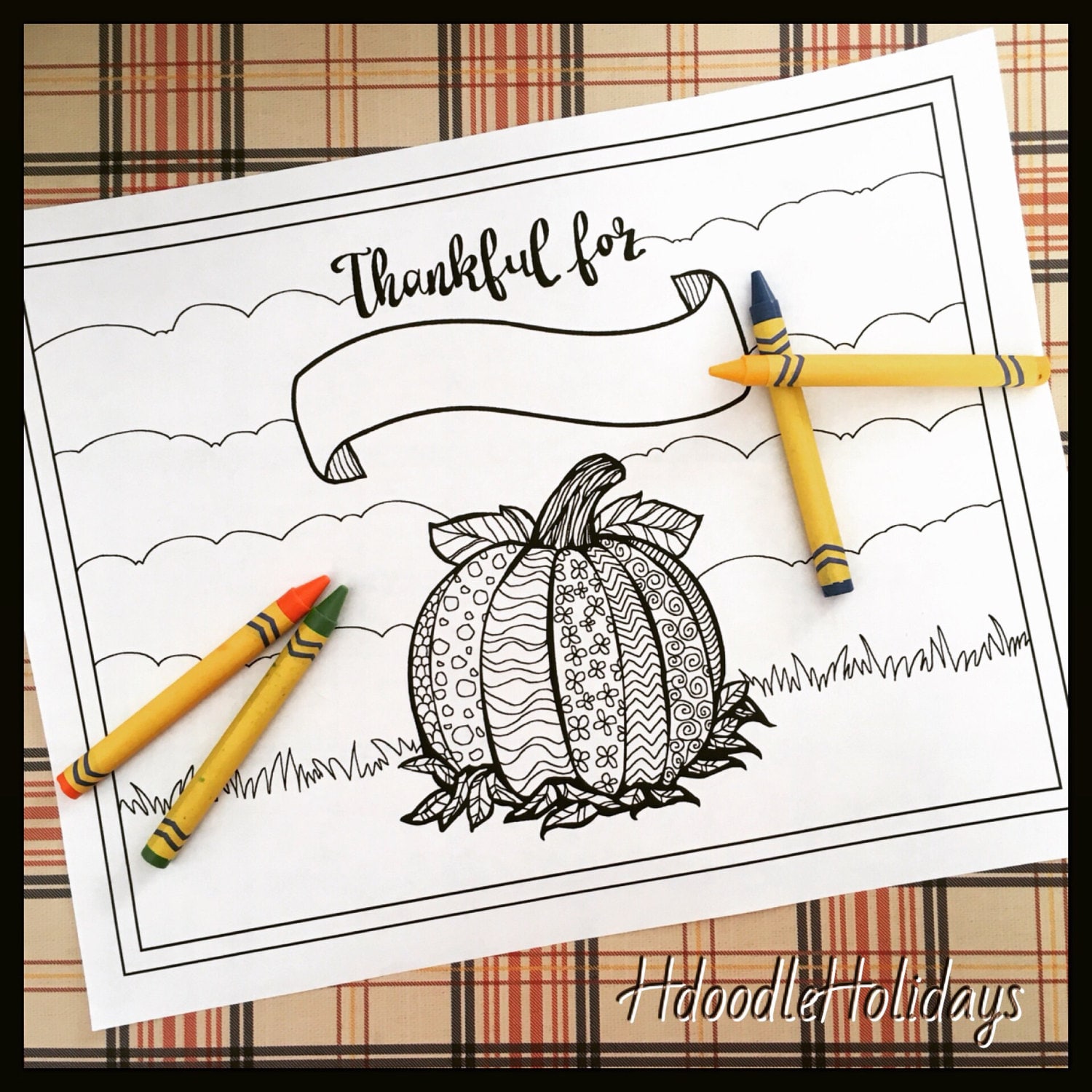 DIGITAL Thanksgiving Colouring Page Place Mat Adult Color Page Digital ...