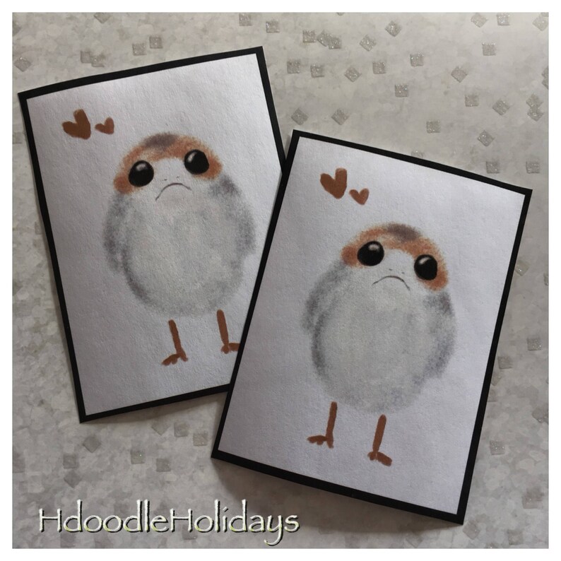 DIGITAL Star Wars Porg Last Jedi Creature Valentine Fan Art Valentine ...