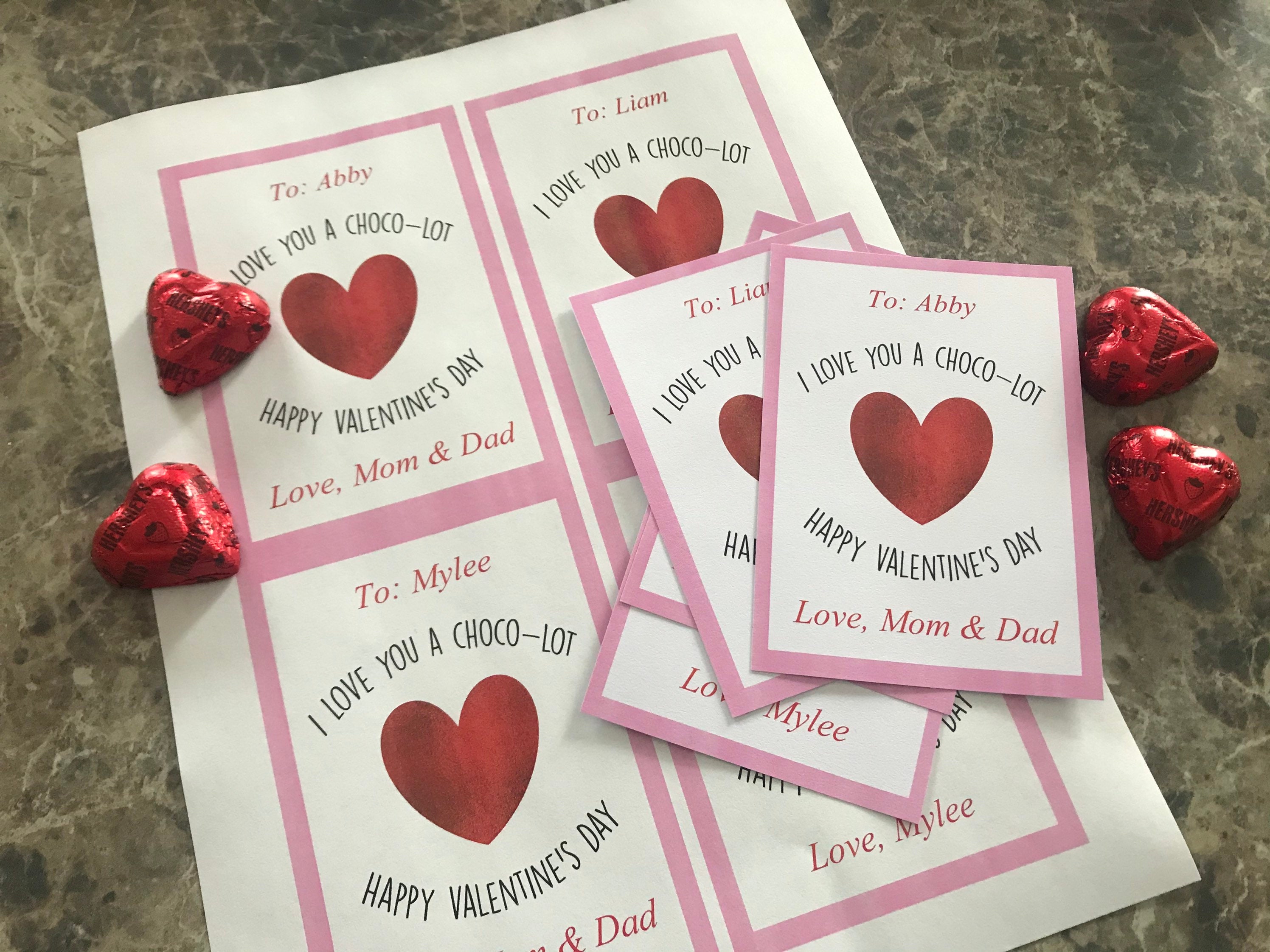 Printable DIGITAL Chocolate Valentine Tag Card Choco Lot Candy Heart ...