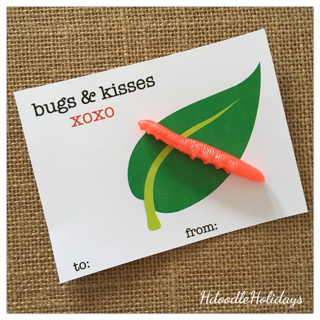 DIGITAL Bugs and Kisses Valentine Birthday Favour Thank You Tag Card ...