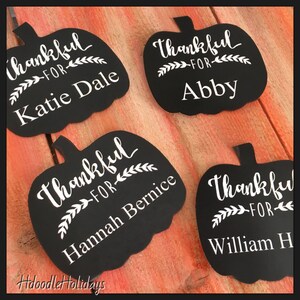 EDITABLE Chalkboard Thanksgiving Pumpkin Name Cards Instant Download ...
