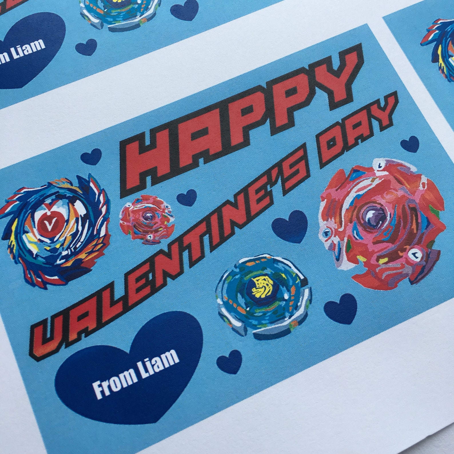 Printable Beyblade EDITABLE Valentine's Day Cards Pdf File 4 per Page ...