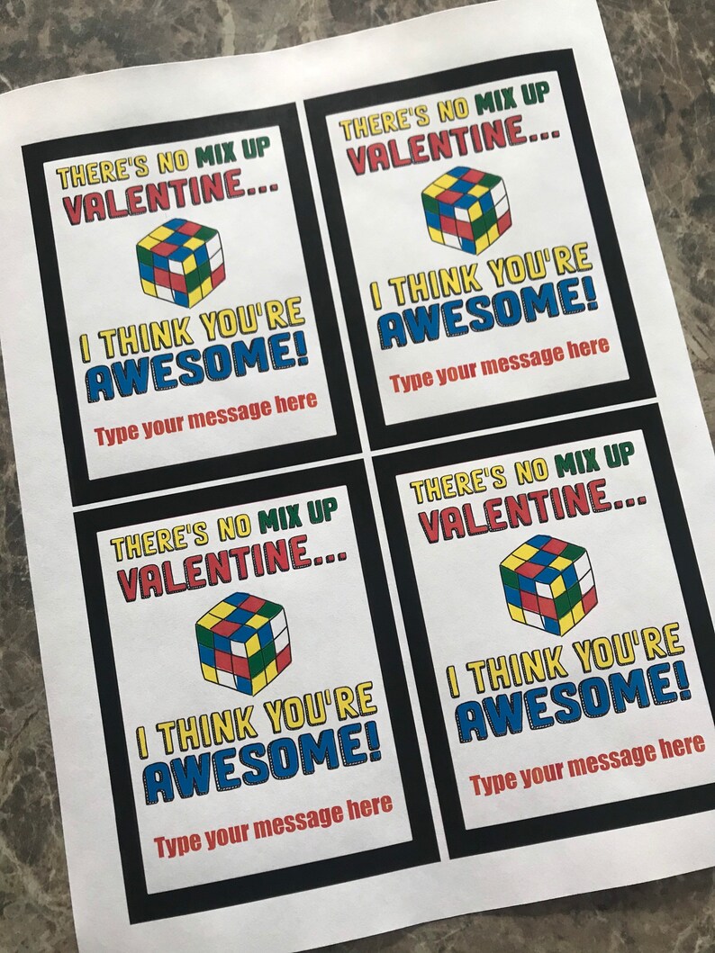 Printable DIGITAL Valentine Cube Mix up Tag Card Game Puzzle 80s Retro ...