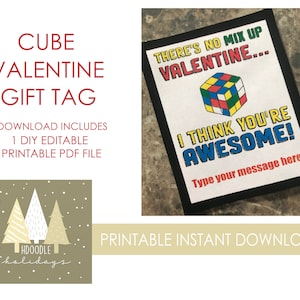 Printable DIGITAL Valentine Cube Mix up Tag Card Game Puzzle 80s Retro ...