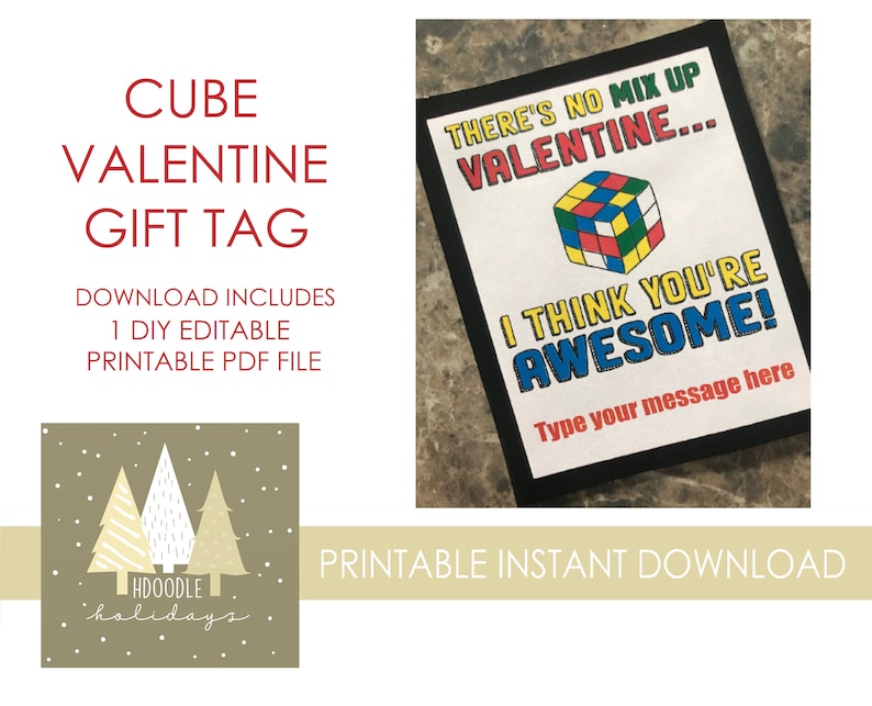 Printable DIGITAL Valentine Cube Mix up Tag Card Game Puzzle 80s Retro ...