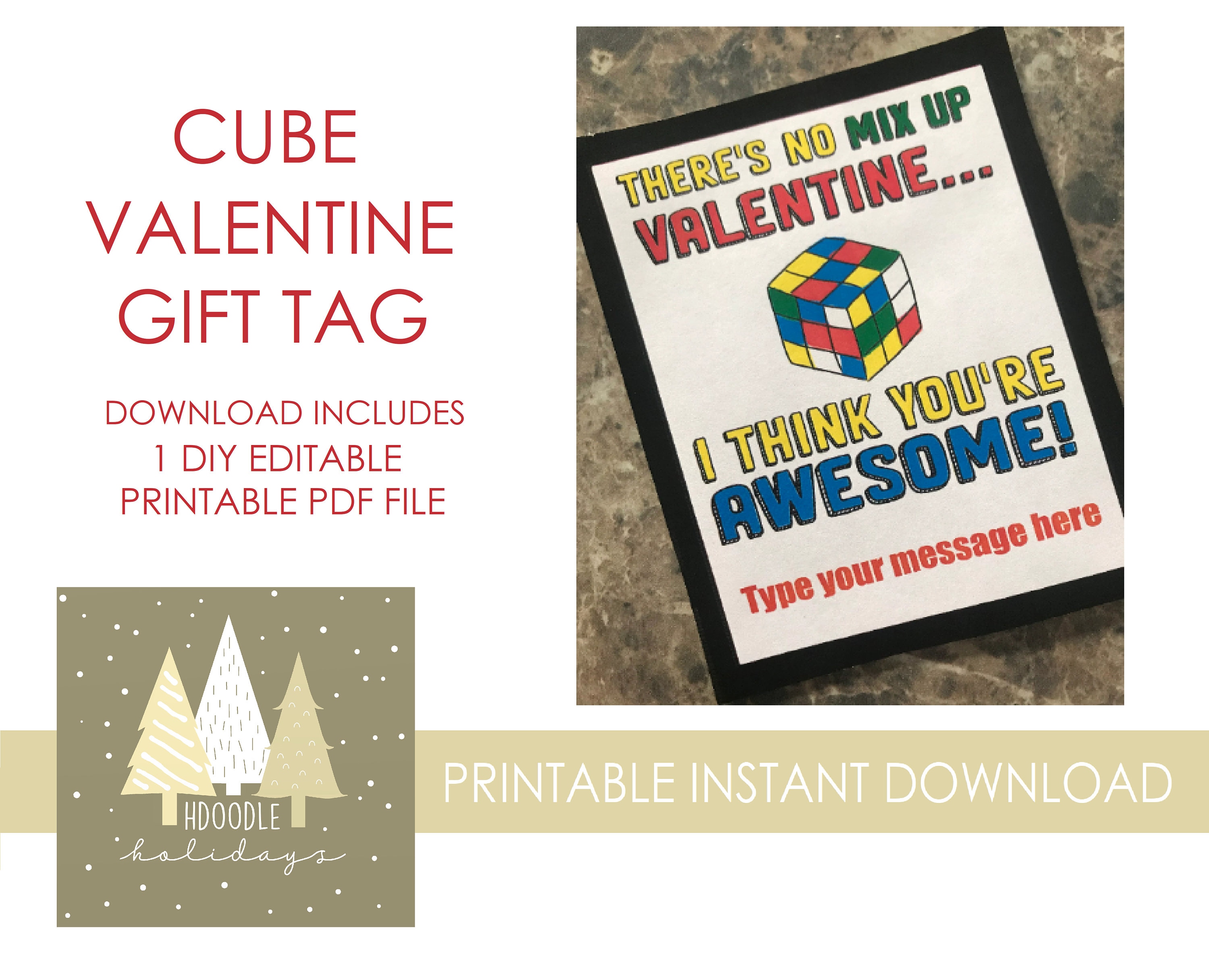 Printable DIGITAL Valentine Cube Mix up Tag Card Game Puzzle 80s Retro ...