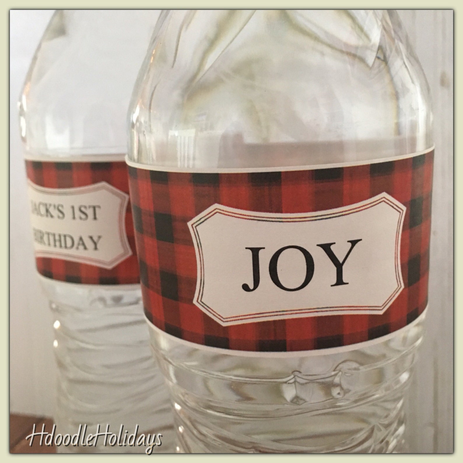 DIGITAL Buffalo Check Water Bottle Labels Editable Instant - Etsy