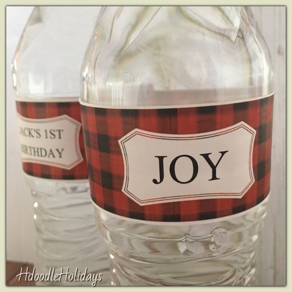 DIGITAL Buffalo Check Water Bottle Labels Editable Instant | Etsy