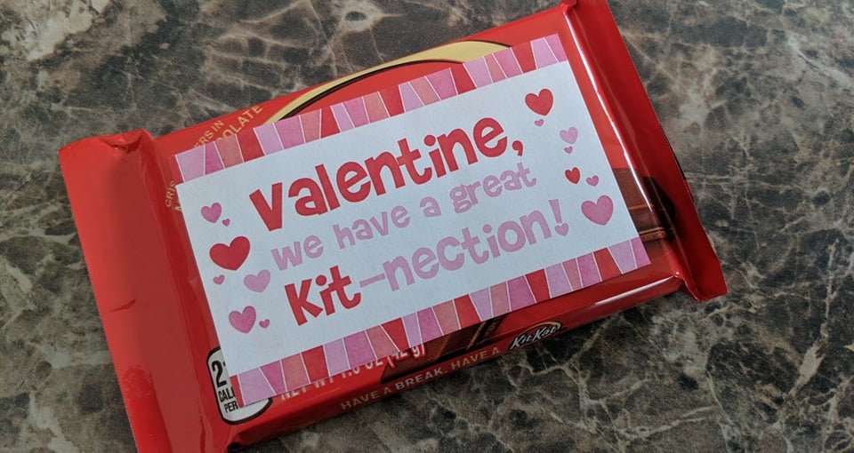 PRINTABLE Valentine Tag Kitkat Instant Download Valentines Day Friend ...