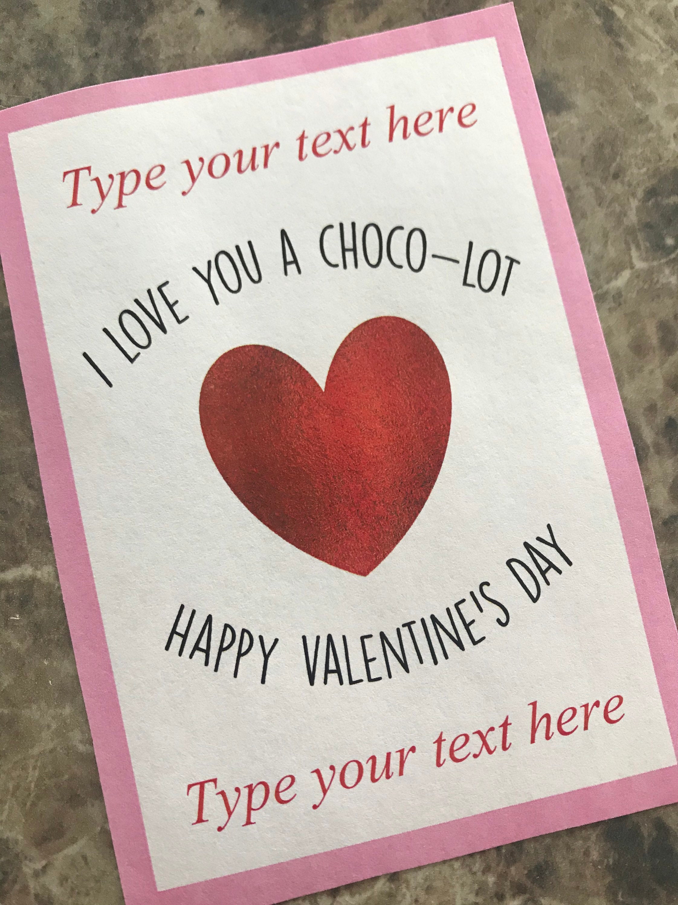 Printable DIGITAL Chocolate Valentine Tag Card Choco Lot Candy Heart ...