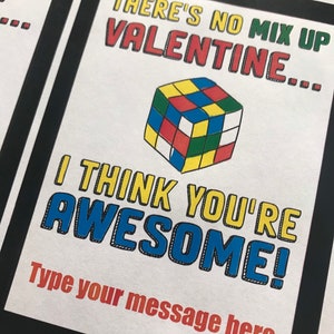 Printable DIGITAL Valentine Cube Mix up Tag Card Game Puzzle 80s Retro ...
