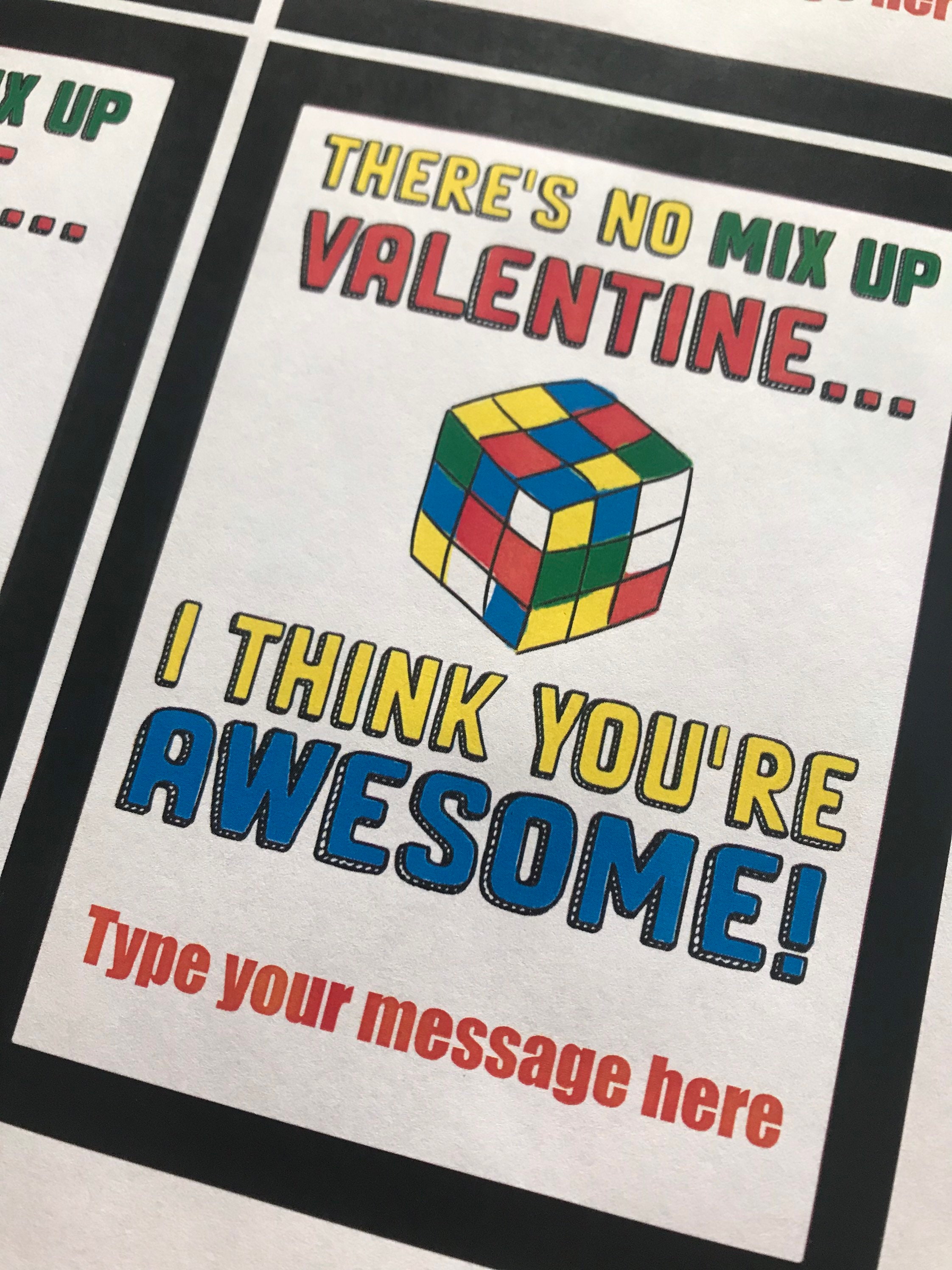 Printable DIGITAL Valentine Cube Mix up Tag Card Game Puzzle 80s Retro ...