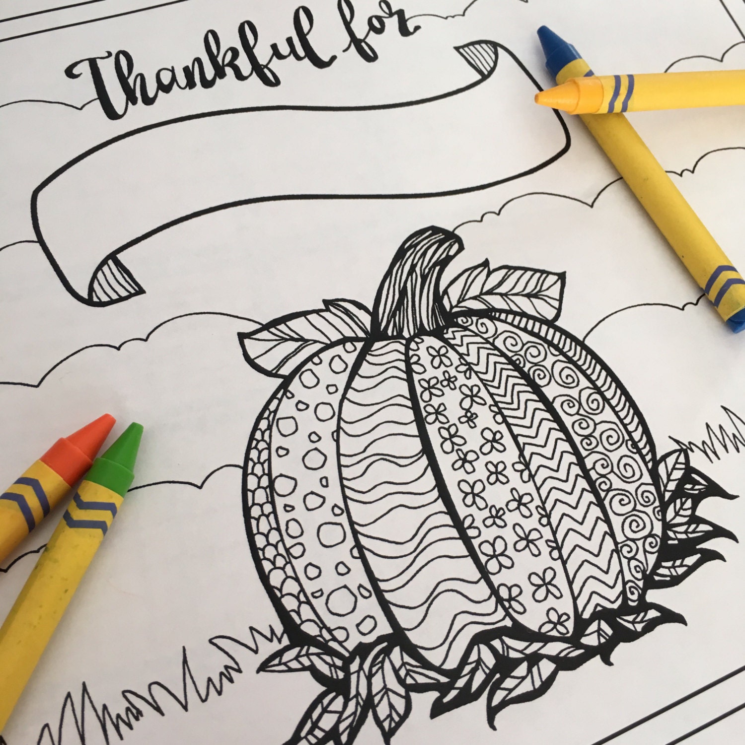 DIGITAL Thanksgiving Colouring Page Place Mat Adult Color Page Digital ...