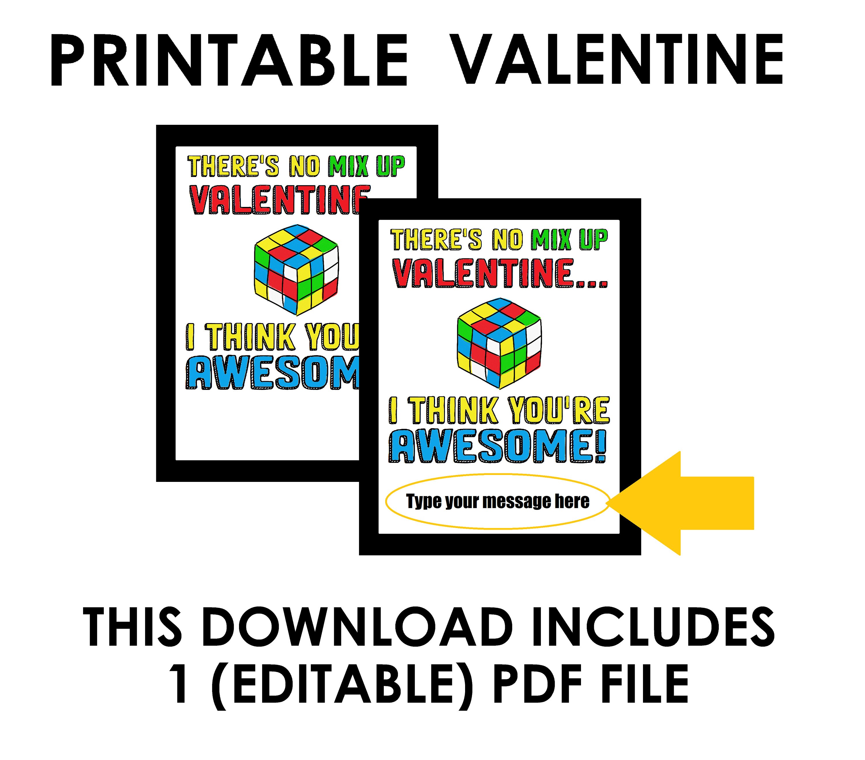 Printable DIGITAL Valentine Cube Mix up Tag Card Game Puzzle 80s Retro ...