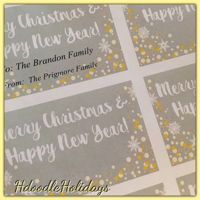 DIGITAL Editable Text Merry Christmas and Happy New Year Silver and ...