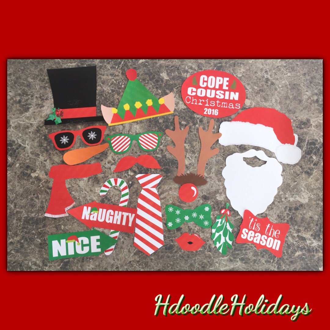 DIGITAL Christmas Photo Booth Props Holiday Santa Snowman Party Instant ...