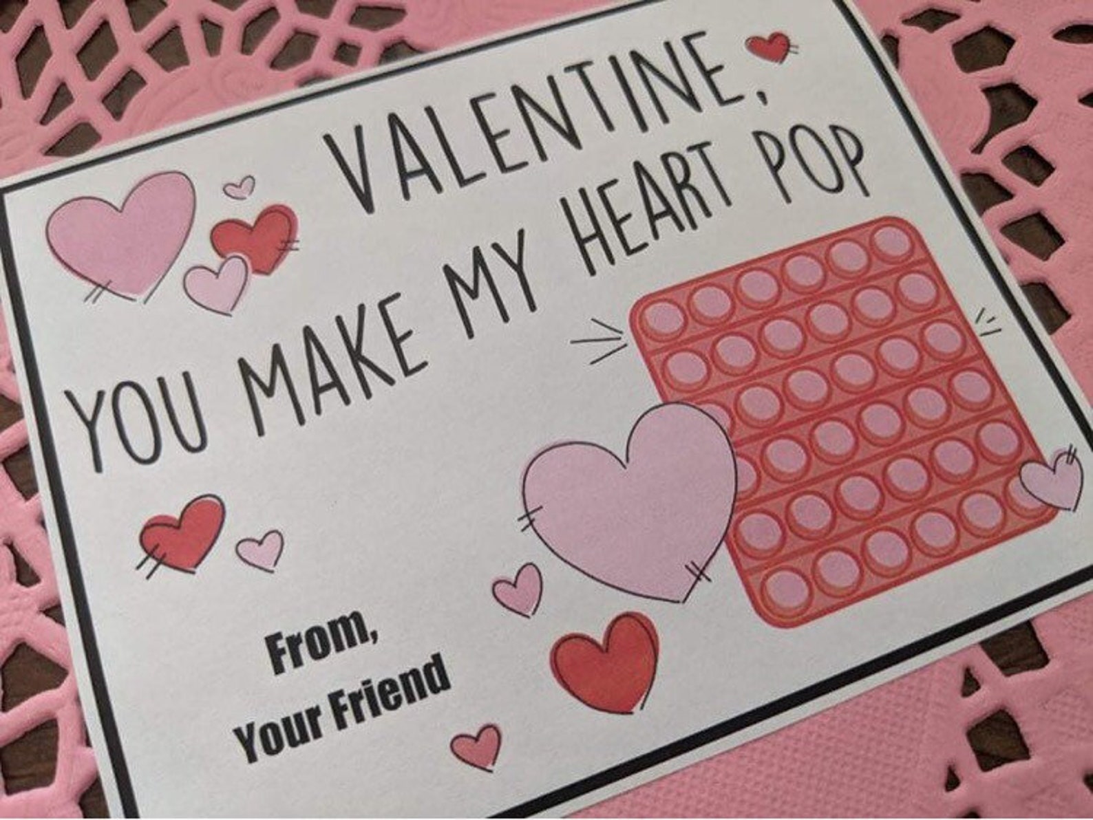 Printable Valentine Card Tag EDITABLE Pop It Fidget Sensory Toy Heart ...