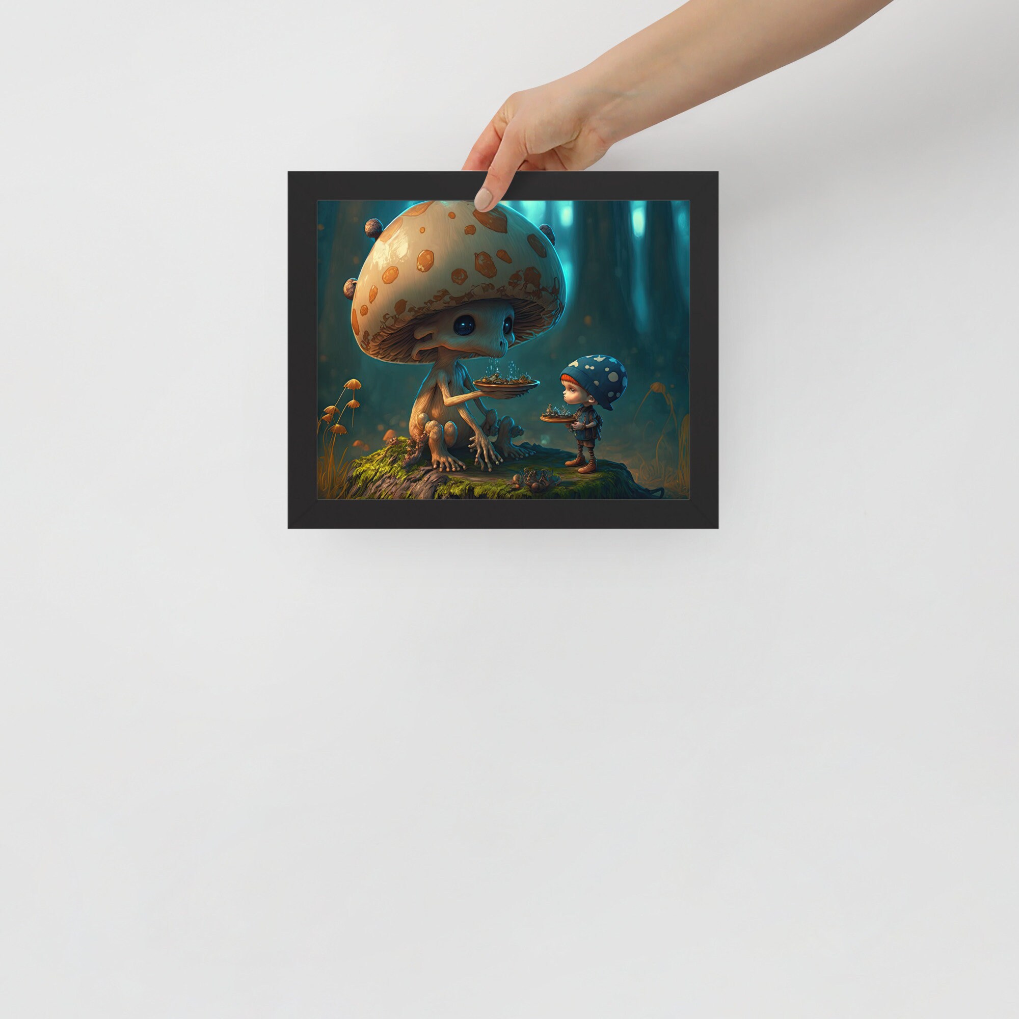 Sharing a Meal: A Mushroom Entity and a Human Boy Entity - Etsy