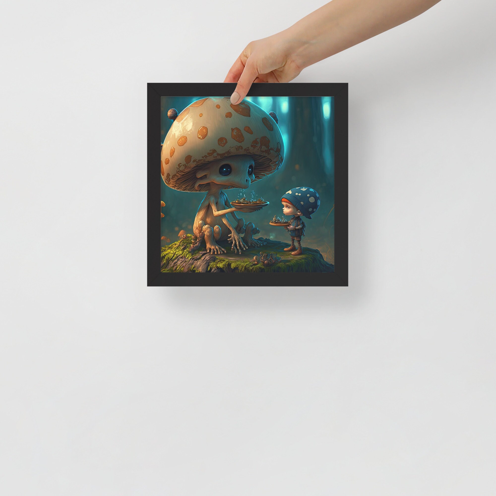 Sharing a Meal: A Mushroom Entity and a Human Boy Entity - Etsy