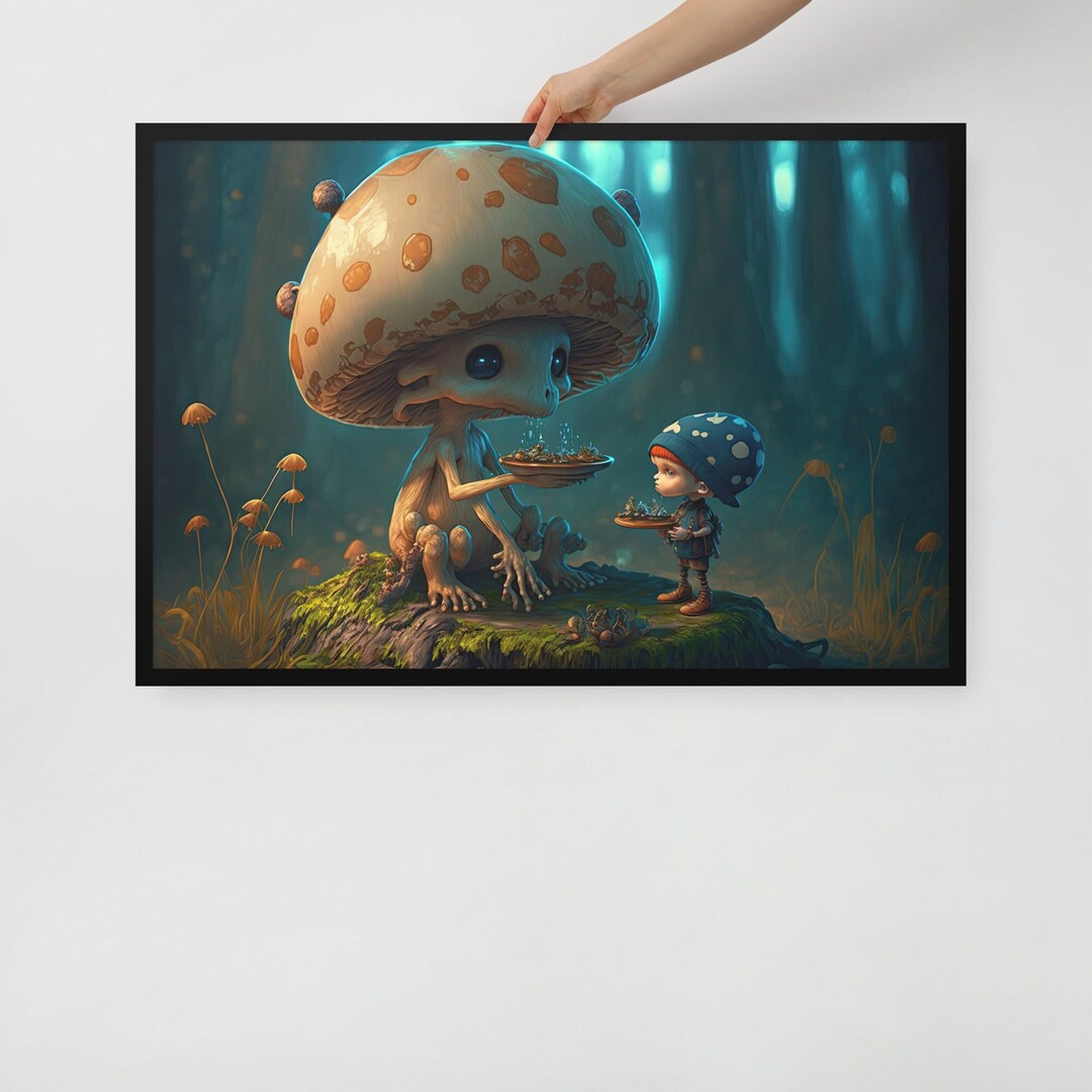 Sharing a Meal: A Mushroom Entity and a Human Boy Entity - Etsy