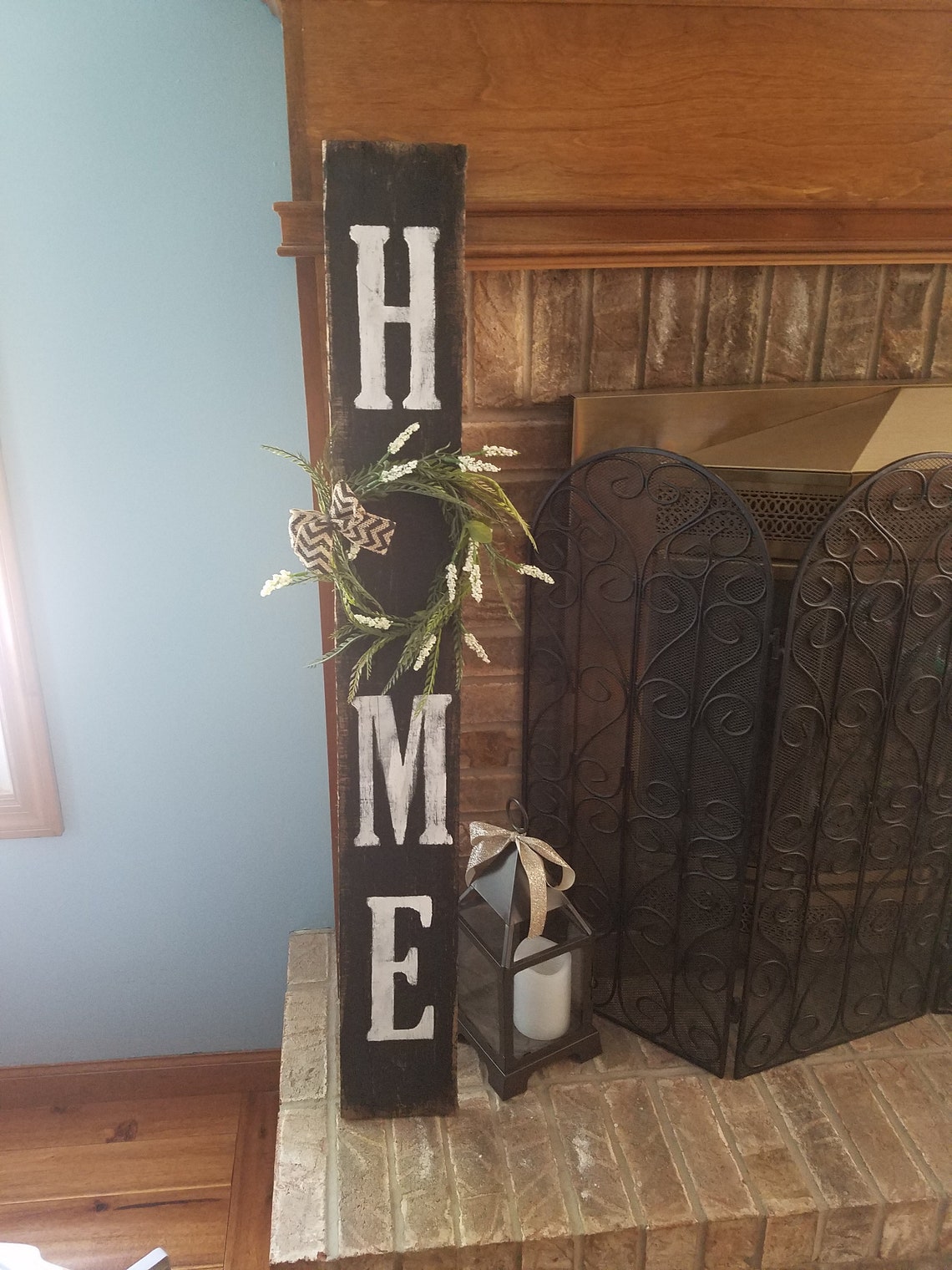 Reclaimed Wood Home sign with wreath Porch Sign Farmhouse | Etsy